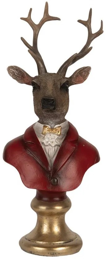 Červeno-hnědá vánoční dekorace busta jelen Deer - 10*9*19 cm