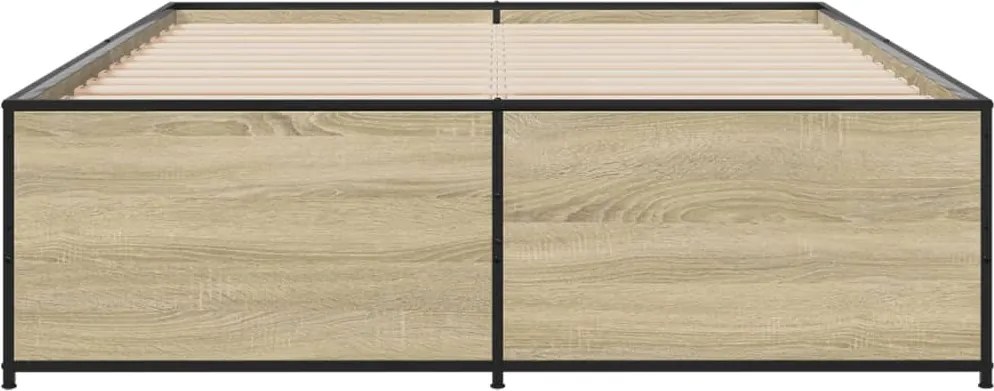 Rám postele dub sonoma 120 x 200 cm kompozitní dřevo a kov 3279893