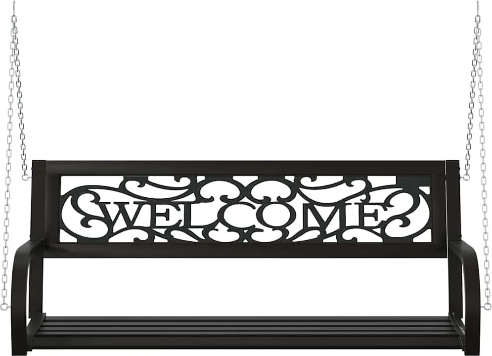 Zahradní houpací lavice 125 cm ocel a plast černá 317143