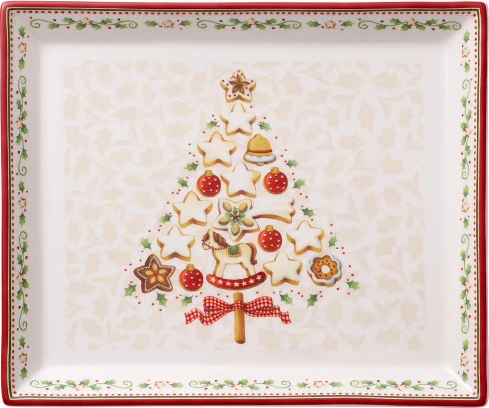 Villeroy&Boch Villeroy & Boch Winter Bakery Delight obdélníkový servírovací tác na cukroví, 27,4 × 22,7 × 2,7 cm