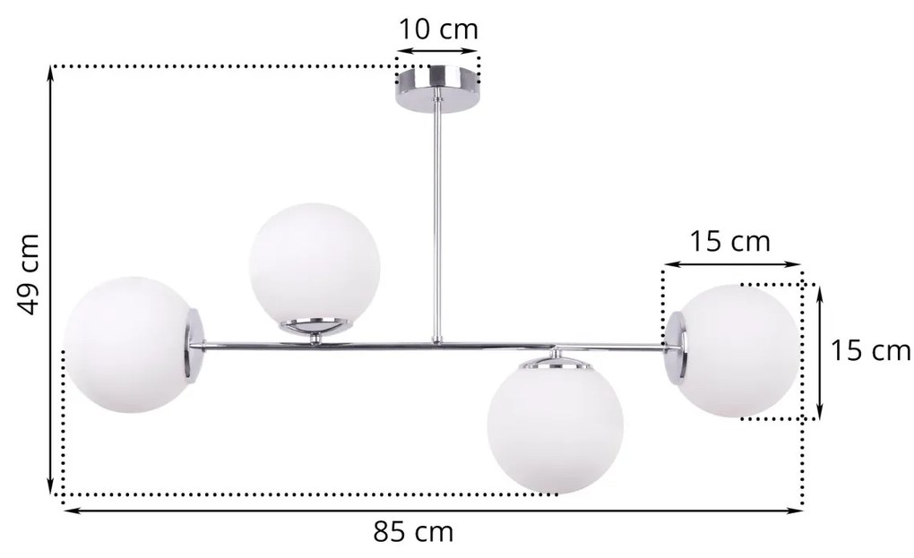 Stropní svítidlo Florence, 4x bílé skleněné stínítko, ch, n