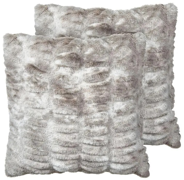 Sada 2 polštářů z umělé kožešiny 45 x 45 cm šedé MACODES Beliani
