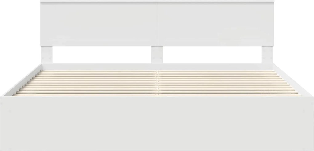 Rám postele s čelo Bílá 200 x 200 cm Masivní borové dřevo 3410555