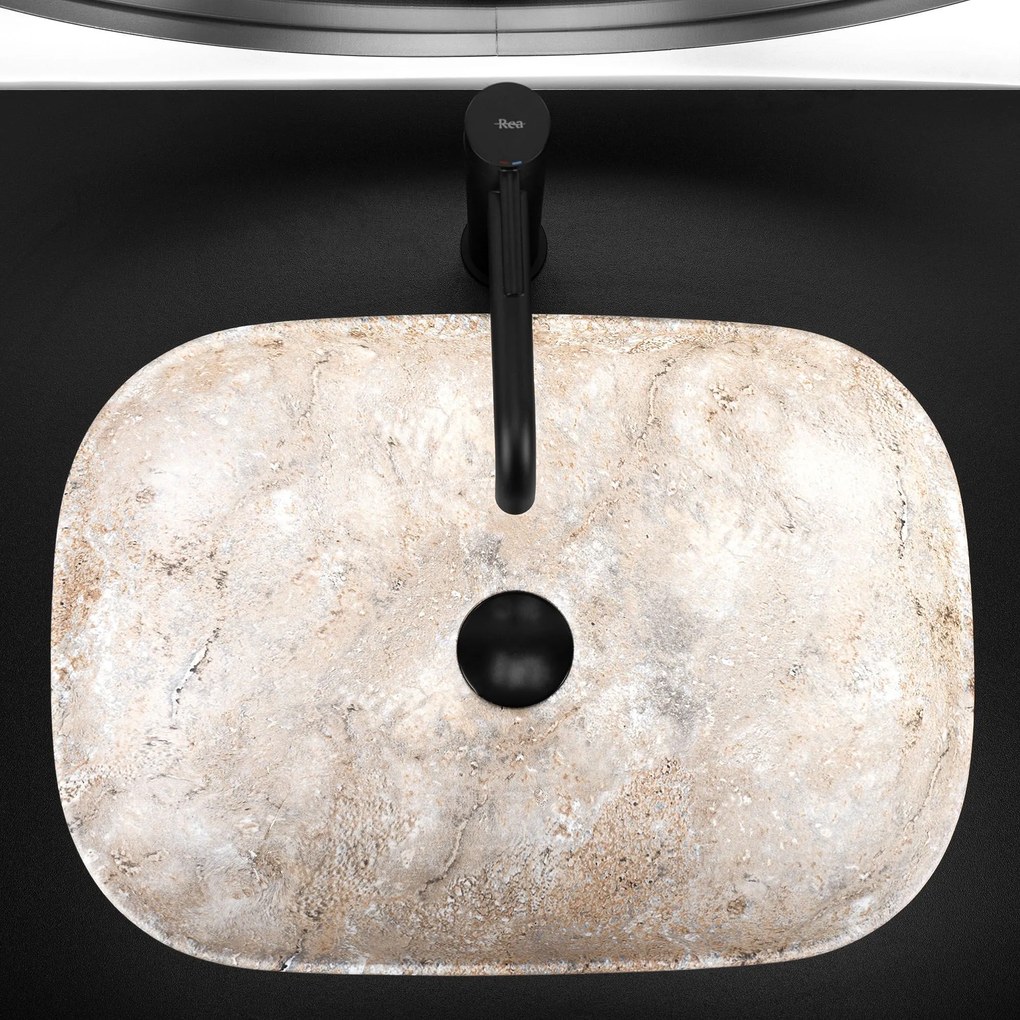 Rea Belinda Savana, umyvadlo na desku 460x330x135 mm, imitace kamene, REA-U3323