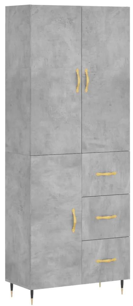 Skříň highboard betonově šedá 69,5x34x180 cm kompozitní dřevo,  3195887