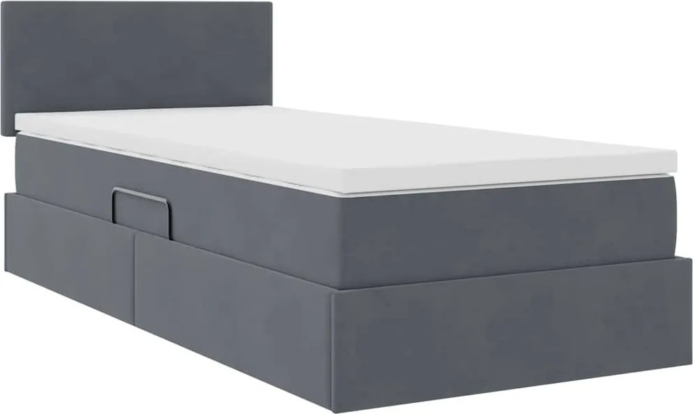 Postel s úložným prostorem s čelo Tmavě šedá 90 x 200 cm samet 3370672