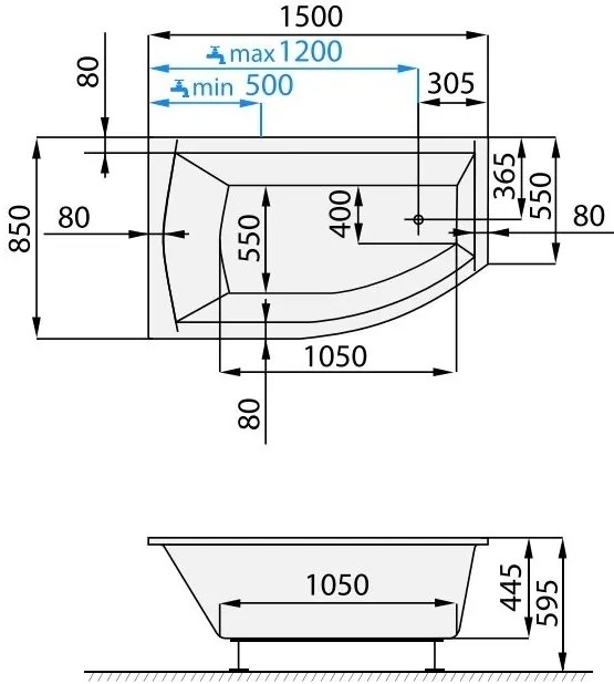 Santech FIONA 150 x 85 cm SAFIO150L vana akrylátová levá