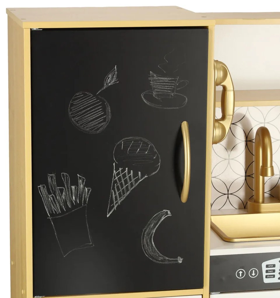 Creative Corner Dětská dřevěná kuchyňka s lednicí zlatá