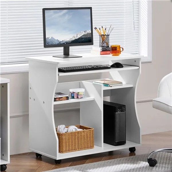 Psací stůl Yaheetech – bílá, 80 cm (délka) × 48 cm (šířka) × 76 cm (výška) (264773174225)
