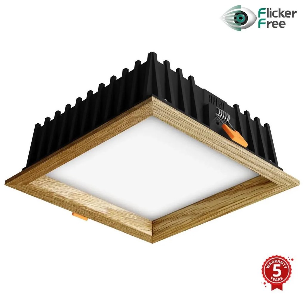 APLED - LED Podhledové SQUARE WOODLINE LED/12W/230V 3000K 17x17 cm dub masiv