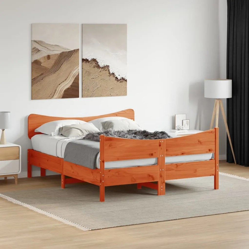 Postel bez matrace voskově hnědá 135 x 190 cm masivní borovice 3216398