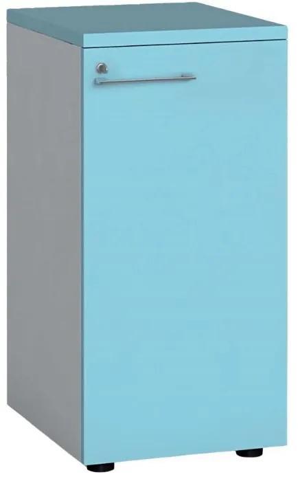 B2B Partner Nízká kancelářská skříňka PRIMO, 740 x 400 x 420 mm, bílá/azurová
