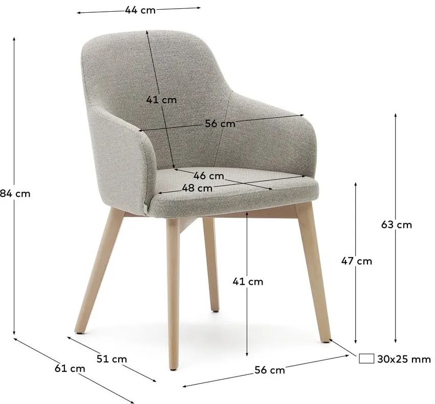 Béžové čalouněné jídelní křeslo s područkami Nelida – Kave Home