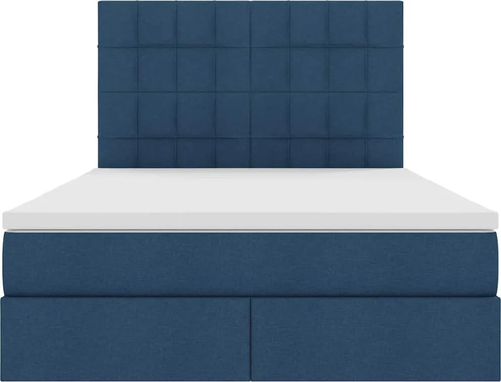 Postel s úložným prostorem a matrací Modrá 140 x 200 cm textil 3371789