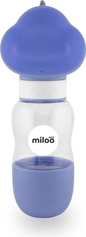 MilooPets Cestovní láhev a miska 2v1 pro psy PawDuo fialová (350ml + 180ml)