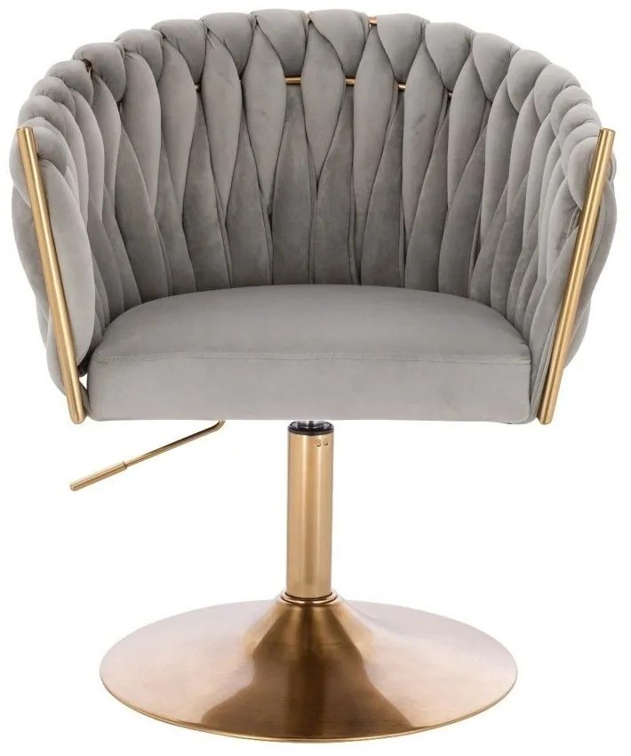 LuxuryForm DESIGN Otočná židle NORDEN VELUR na zlatém talíři - světle šedá