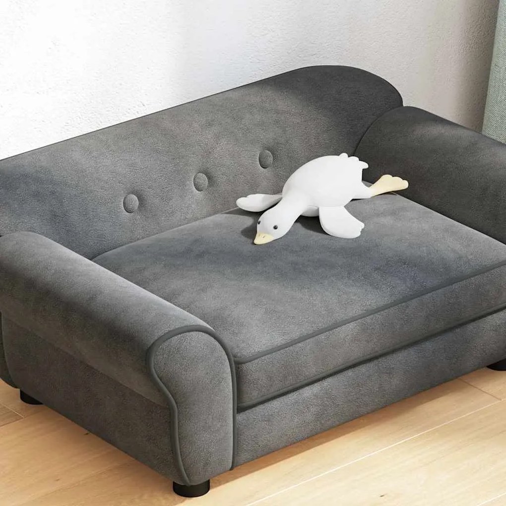 Pohovka pro psy tmavě šedá 72 x 45 x 30 cm plyš 171039