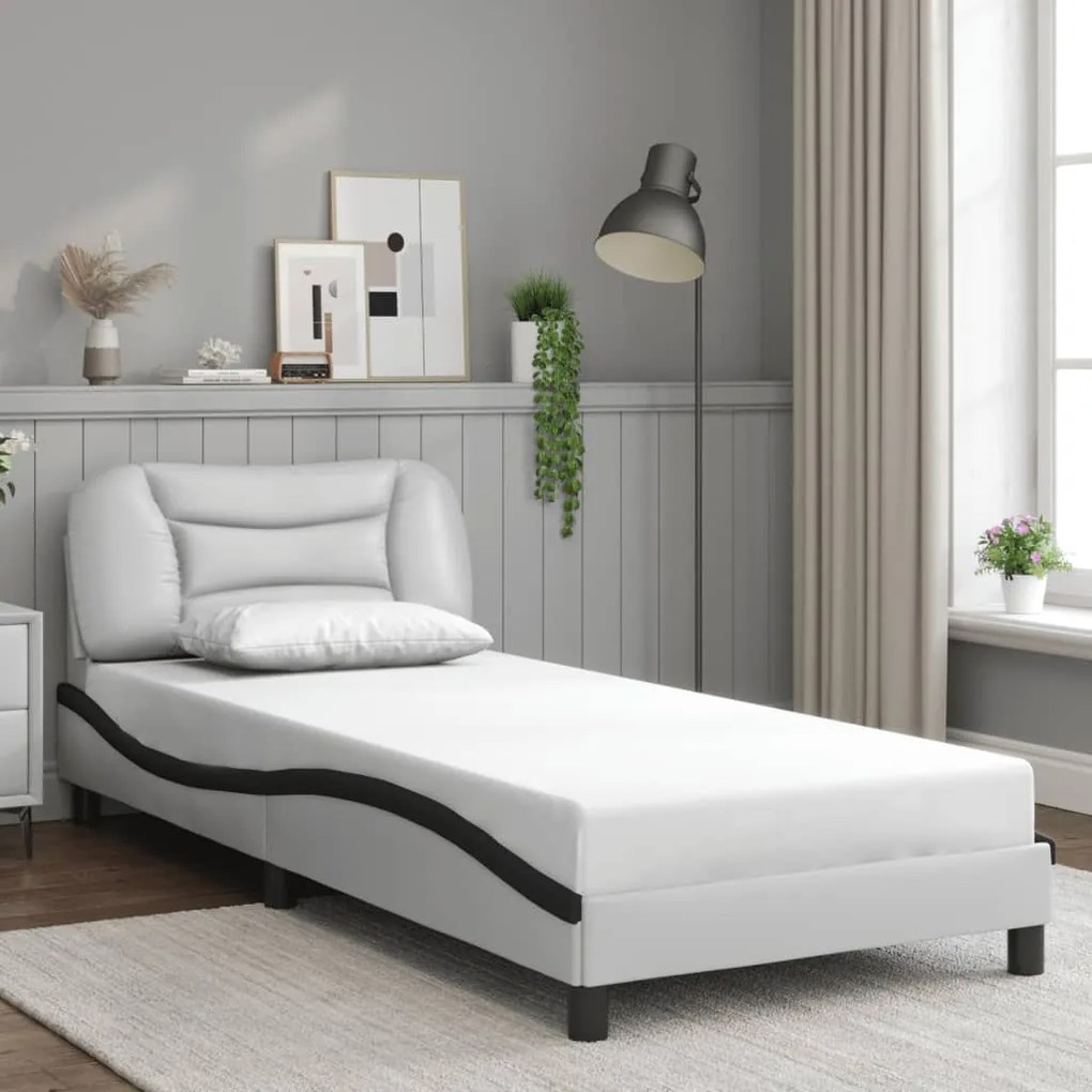 Rám postele s LED bez matrace Hvar bílý a černý 90x190 cm 3213905