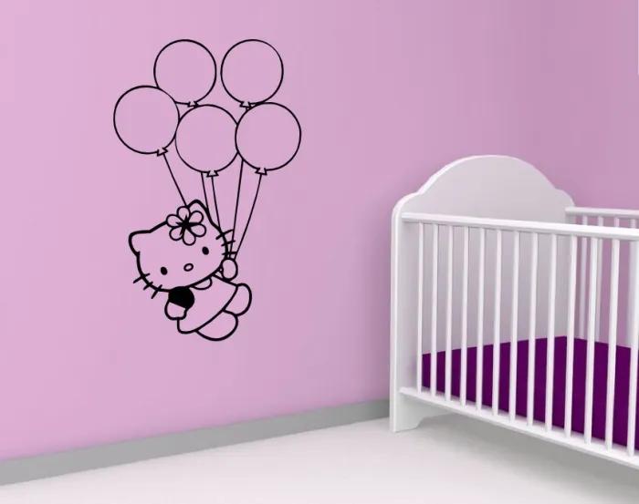 IMPAR Samolepka na zeď Hello Kitty s balonky (Velikost: 98 x 61 cm) | Biano