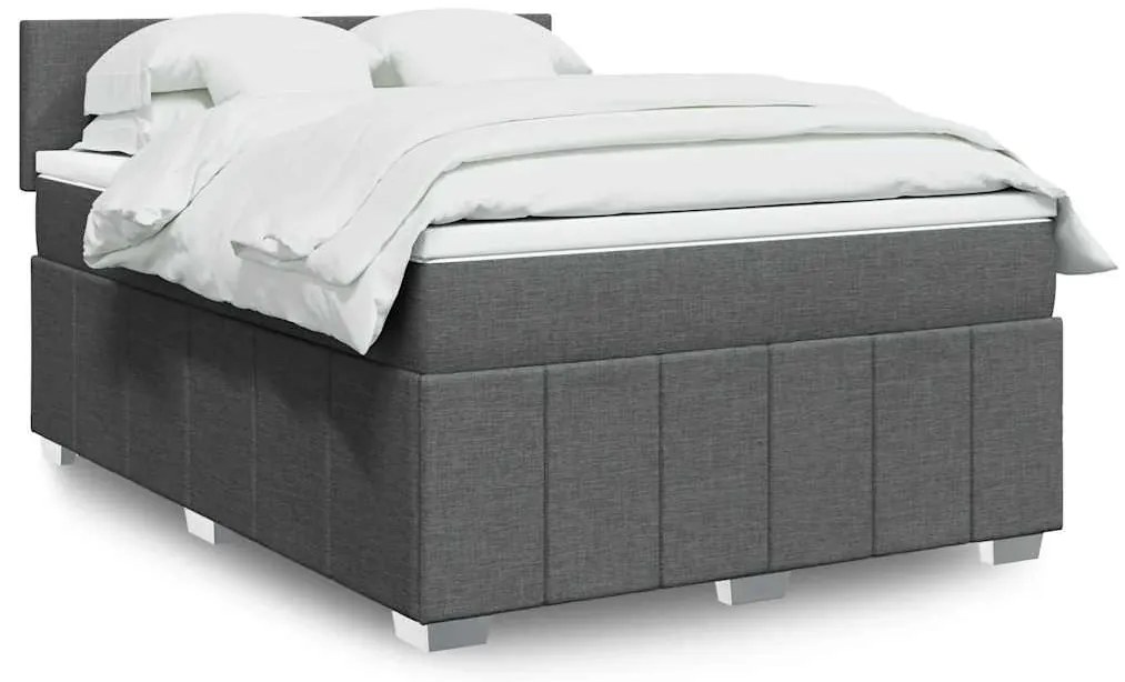 Box spring postel s matrací tmavě šedý 140 x 190 cm textil 3287057