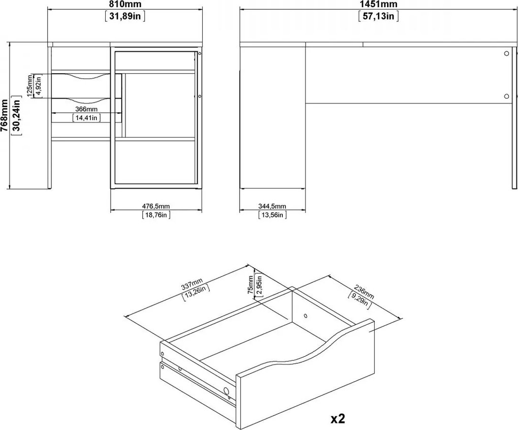 FALCO Psací stůl Felix 118 bílá/beton