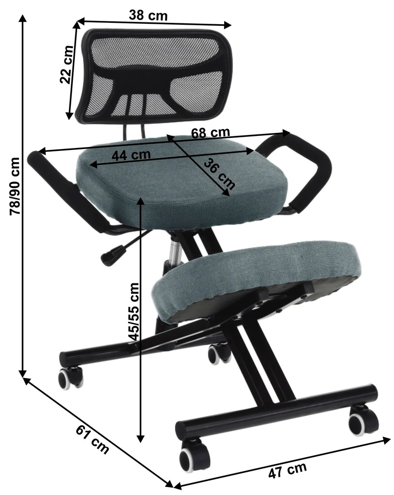 Kondela Ergonomická klekačka, šedá/černá, RUFUS