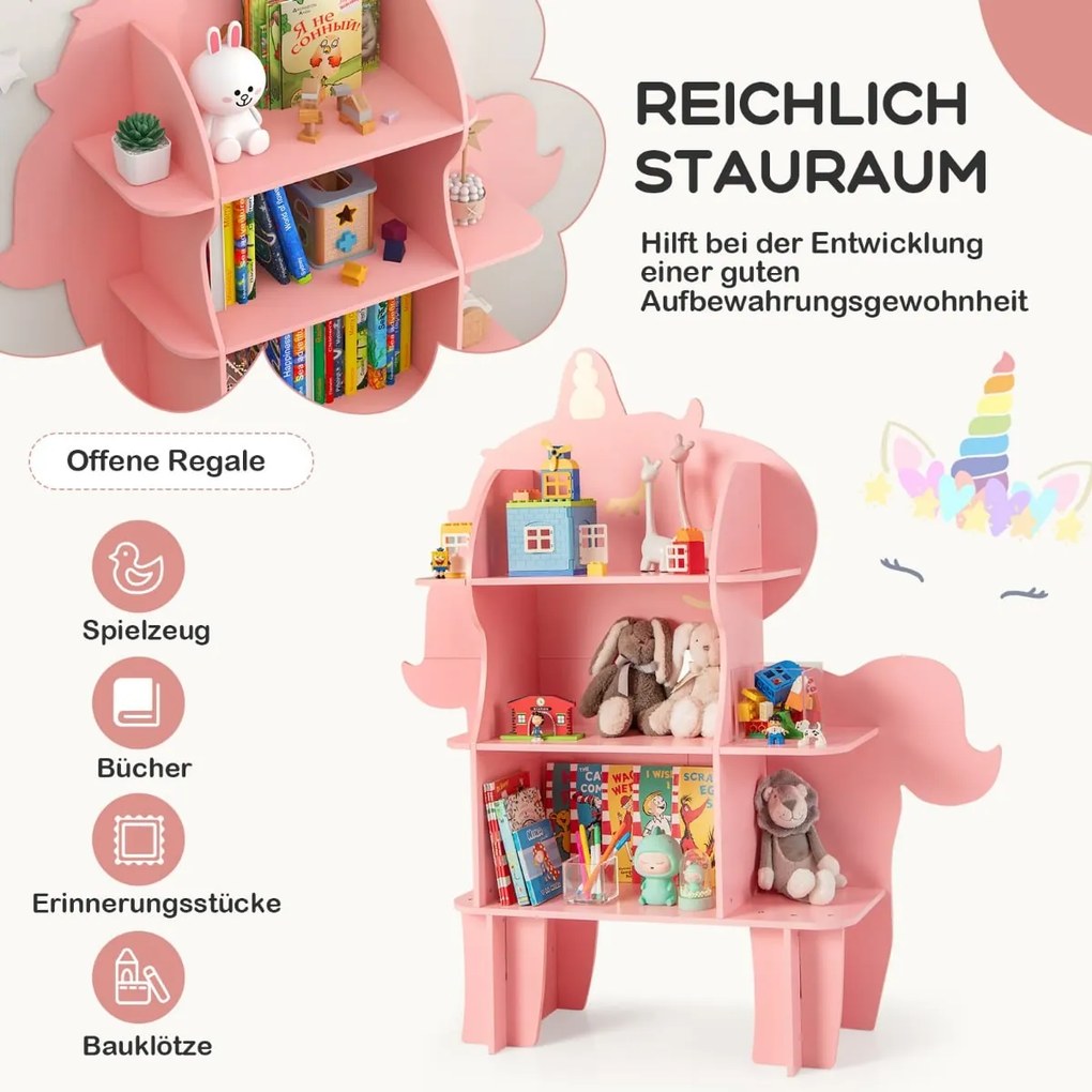 Costway Organizér na ukládání hraček Unicorn pro děti s otevřenými policemi