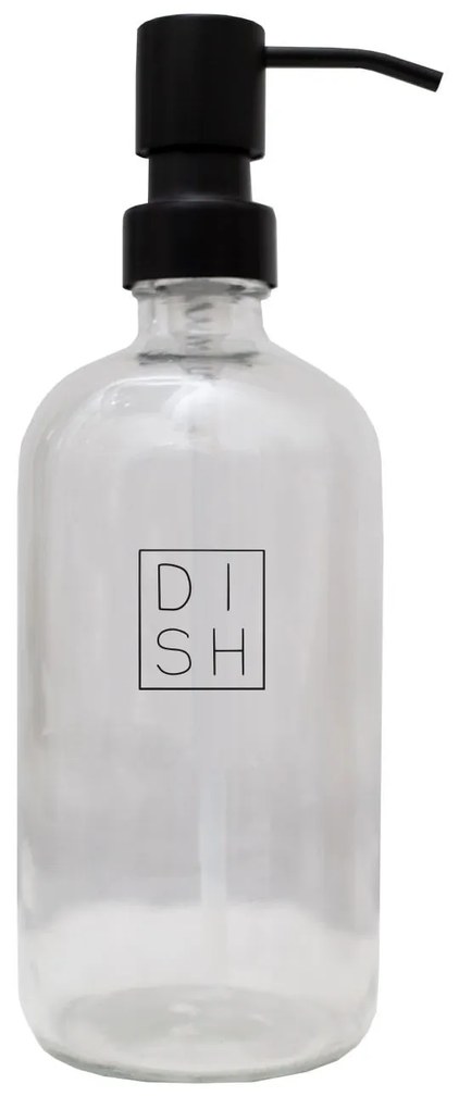 Eulenschnitt Dávkovač přípravku na nádobí Dishsoap Transparent 500 ml, černá barva, čirá barva, sklo, kov