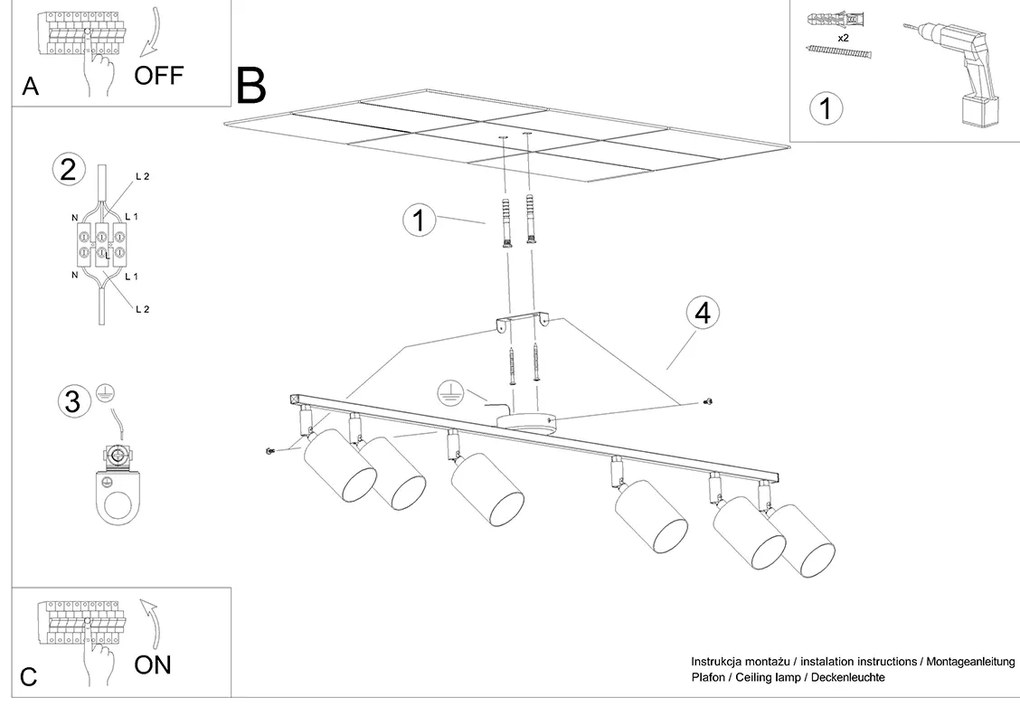 Sollux Lighting Stropní svítidlo LEMMI 6L Černá