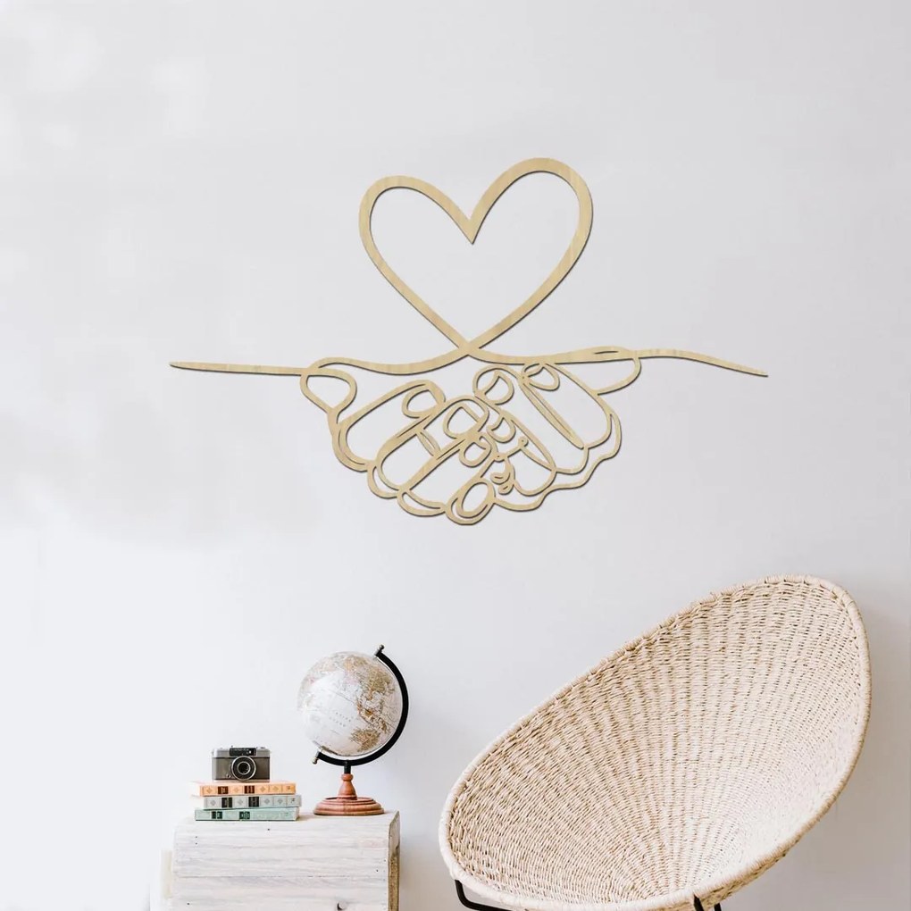 dřevo života Dřevěná dekorace na zeď SRDCE NA DLANI Zvolte rozměr (cm): 40x24, Zvolte barvu dekoru: Dub Sonoma