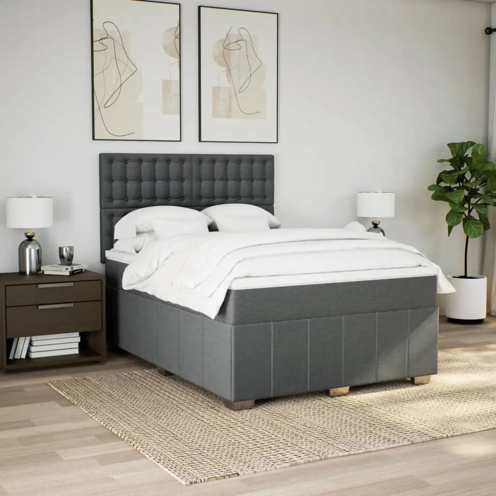 Box spring postel s matrací tmavě šedá 160x200 cm textil 3291734