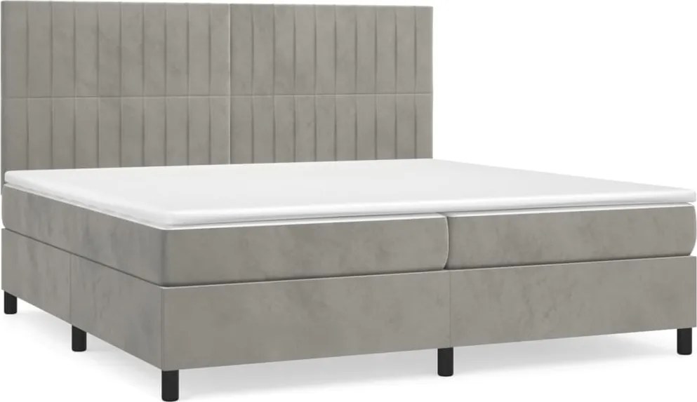 Box spring postel s matrací světle šedá 200x200 cm samet 3143163