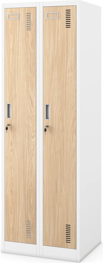 Dvoukomorová zaměstnanecká skříňka bílá / dub sonoma: Eco Design KACPER II, 600 x 1800 x 500 mm