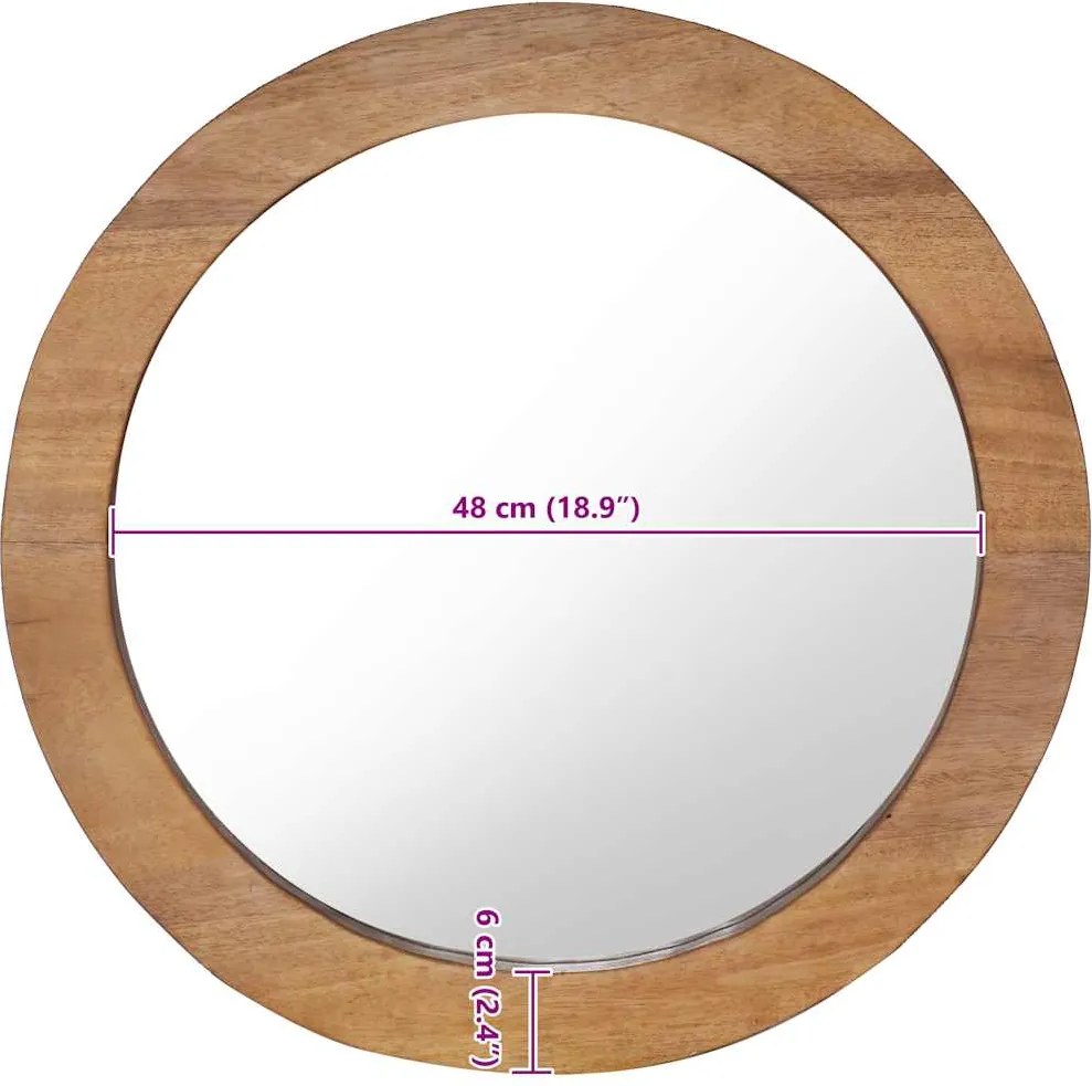 Nástěnné zrcadlo 60 cm teak kulaté 288806