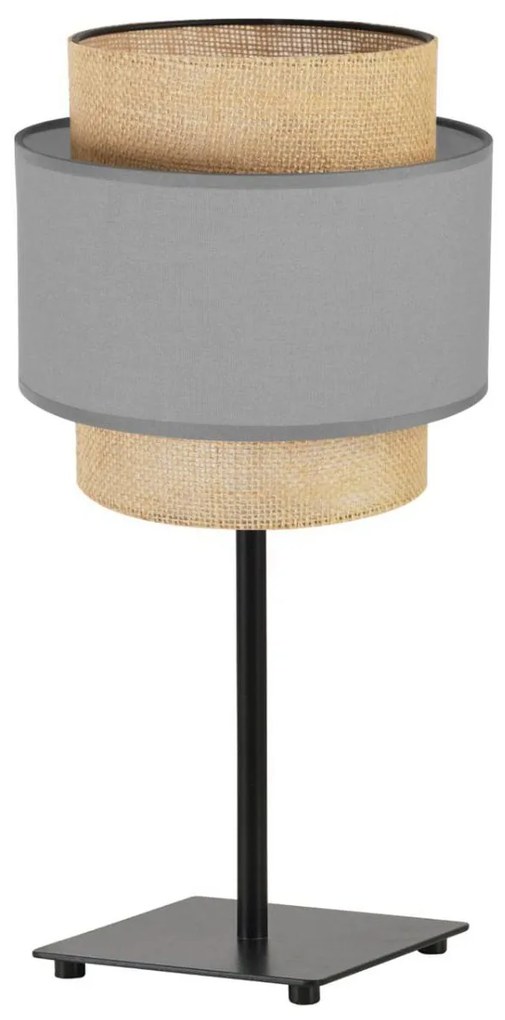 Stolní lampa Boho, 1x jutové/šedé textilní stínítko