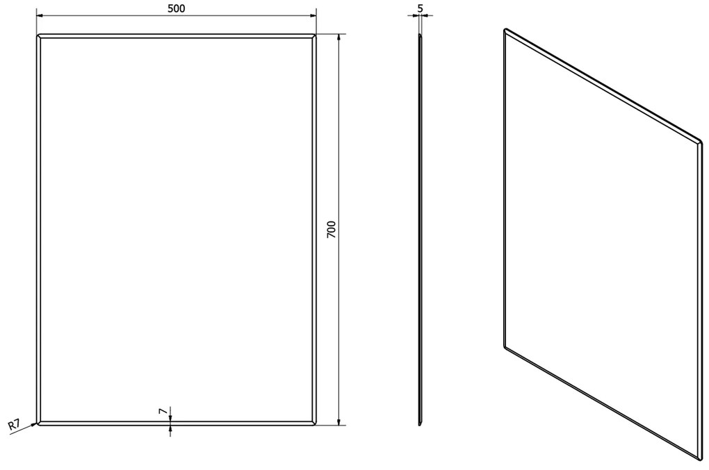 Sapho, ACCORD zrcadlo s fasetou 500x700mm, zaoblené rohy, bez uchycení, MF436