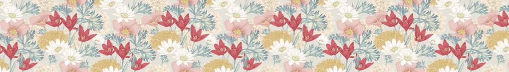 DIMEX | Fototapeta do kuchyně Vintage květinový vzor KI-420-216 | 420 x 60 cm | vícebarevná, růžová, zelená