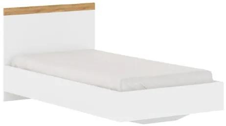 Jednolůžková postel 90 cm Vina (bílá + dub wotan) (bez roštu a matrace). 1053368