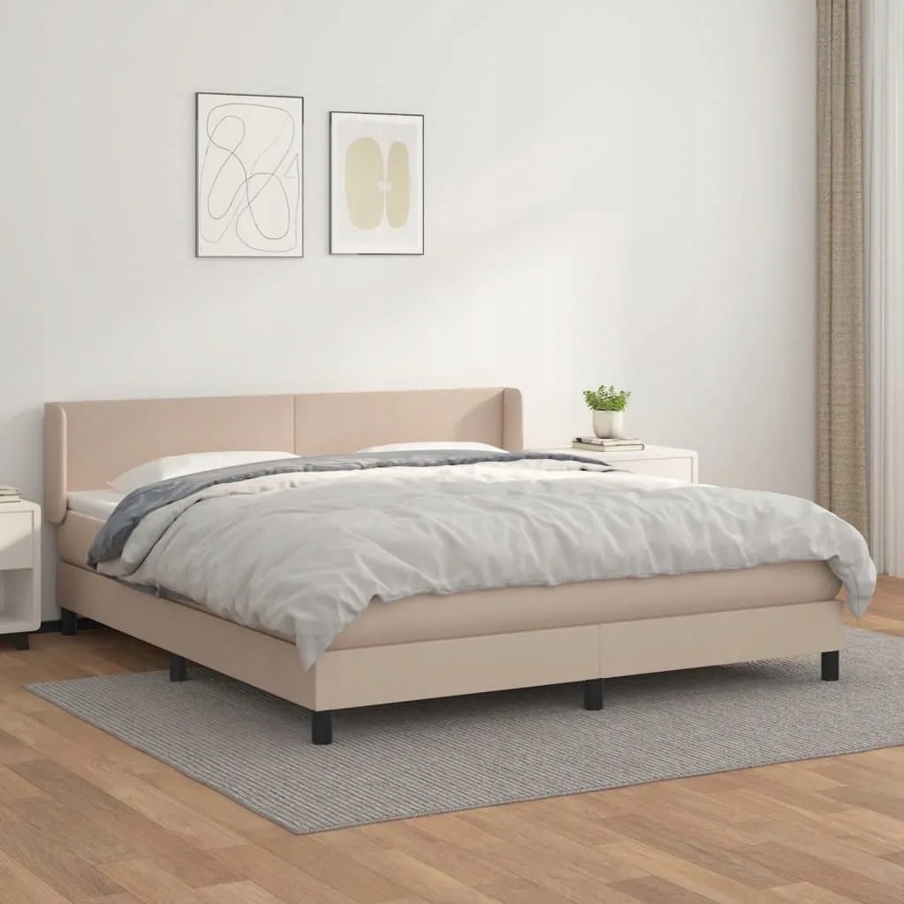 Box Spring Postel S Matrací Umělá Kůže Cappuccino Hladký design 180 x 200