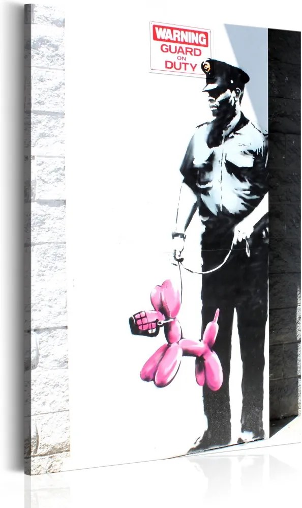 Obraz na plátně Bimago - Police Guard Pink Balloon Dog by Banksy 60x90 cm