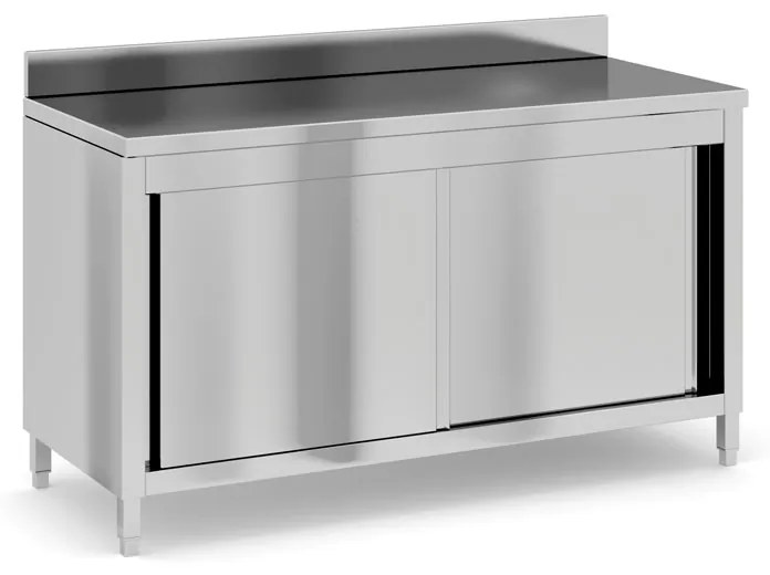 Nerezový pracovní stůl se skříňkou, 1500 x 600 x 850 mm