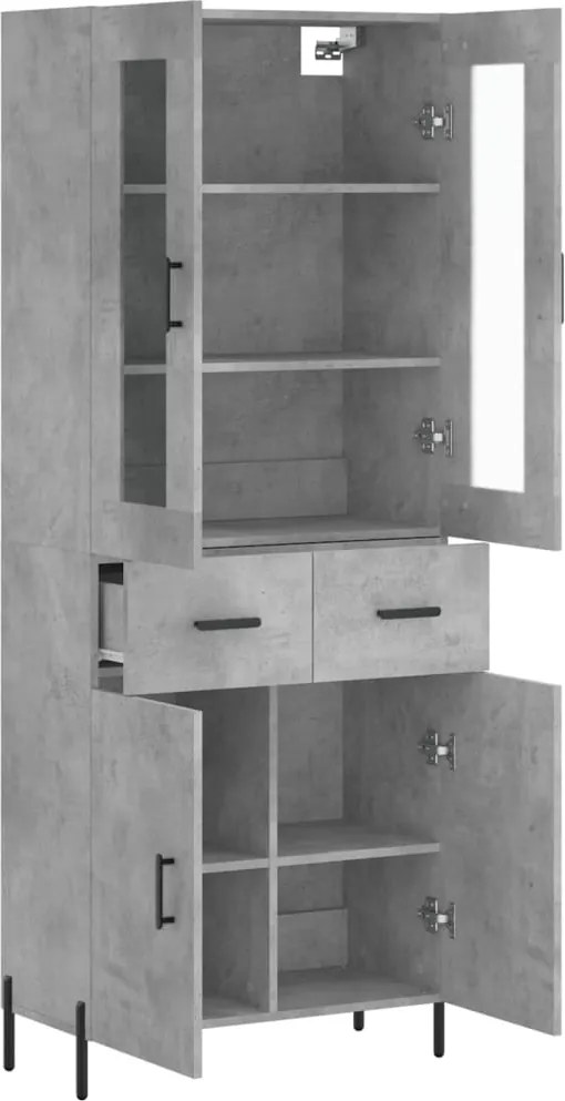 Skříň highboard betonově šedá 69,5x34x180 cm kompozitní dřevo 3198541