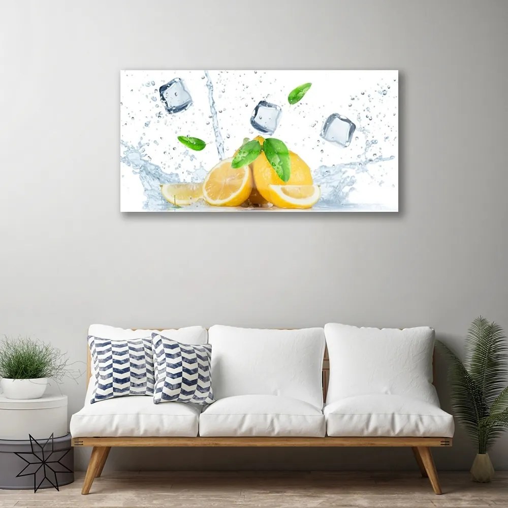 Obraz na skle Citron Kostka Ledu Kuchyně 140x70 cm