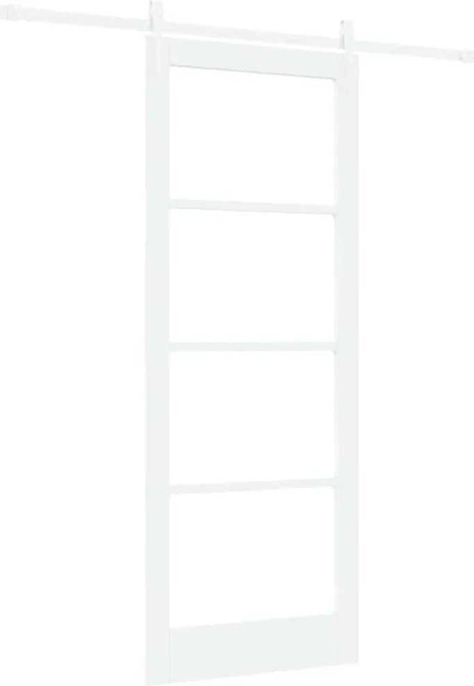 Posuvné dveře 83 x 211 cm Masivní borové dřevo a sklo Bílá 3332364