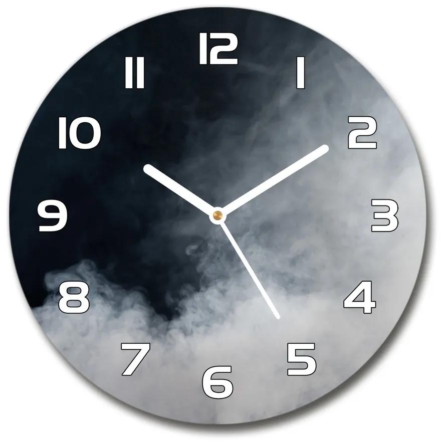 Wallmuralia Skleněné hodiny kulaté Bílý dým fi 30 cm