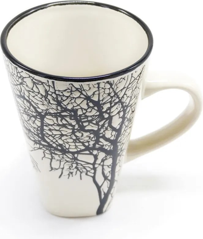 Kameninový hrnek Strom, 500 ml – vysoký, bílý, dánský minimalistický design