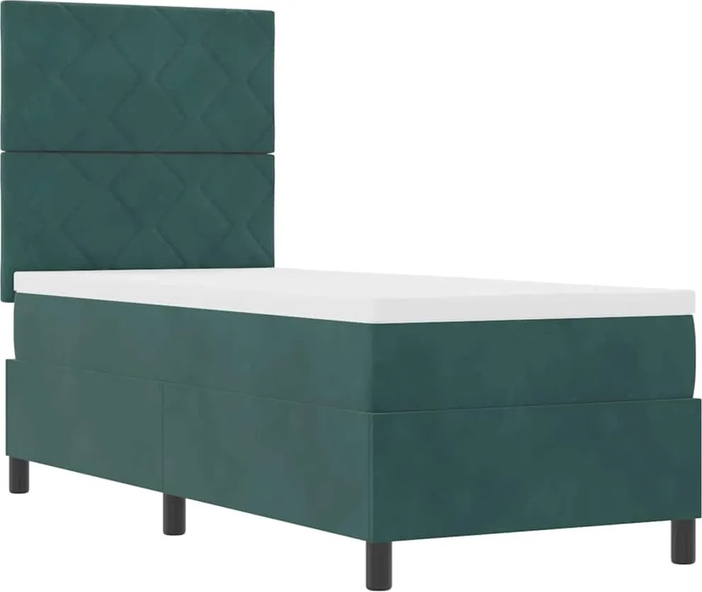 Postel s boxspringem s čelo Tmavě zelená 80 x 200 cm samet 3339863