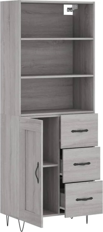 Skříň highboard šedá sonoma 69,5 x 34 x 180 cm kompozitní dřevo 3190019