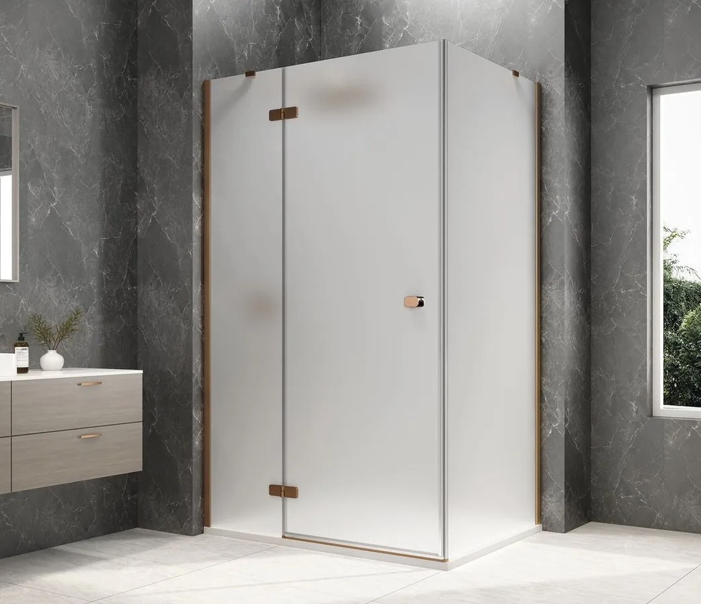 Polysan Polysan, GLOBE COPPER MATT obdélníková sprchová zástěna 1200x900mm, matné sklo, levá, GB1012-3315MLPG
