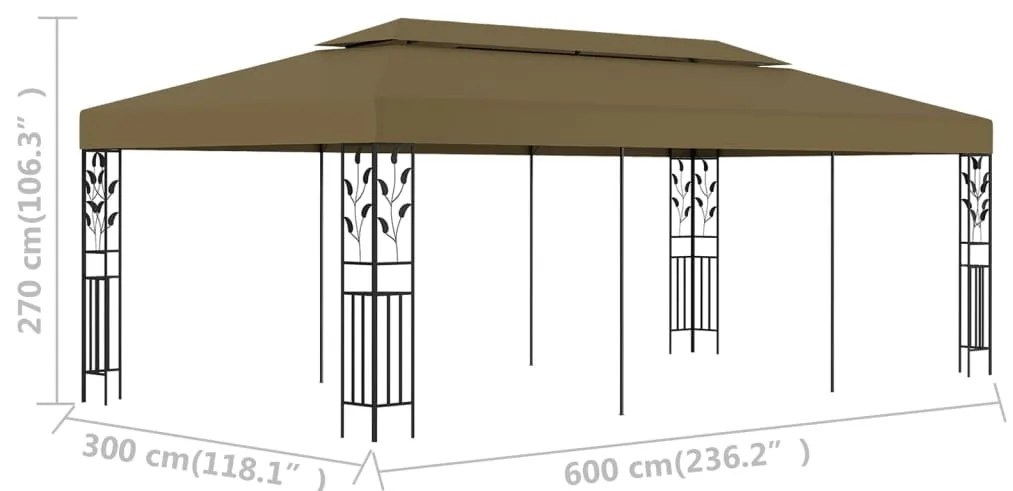 vidaXL Marketos Altán 6 x 3 m taupe 180 g/m²